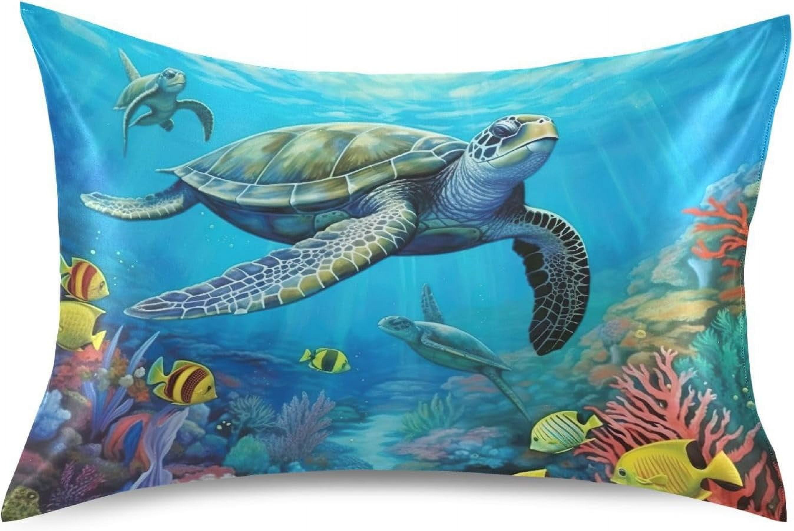 GZHJMY Satin Pillowcase for Hair and Skin, Green Sea Turtle Cooling ...