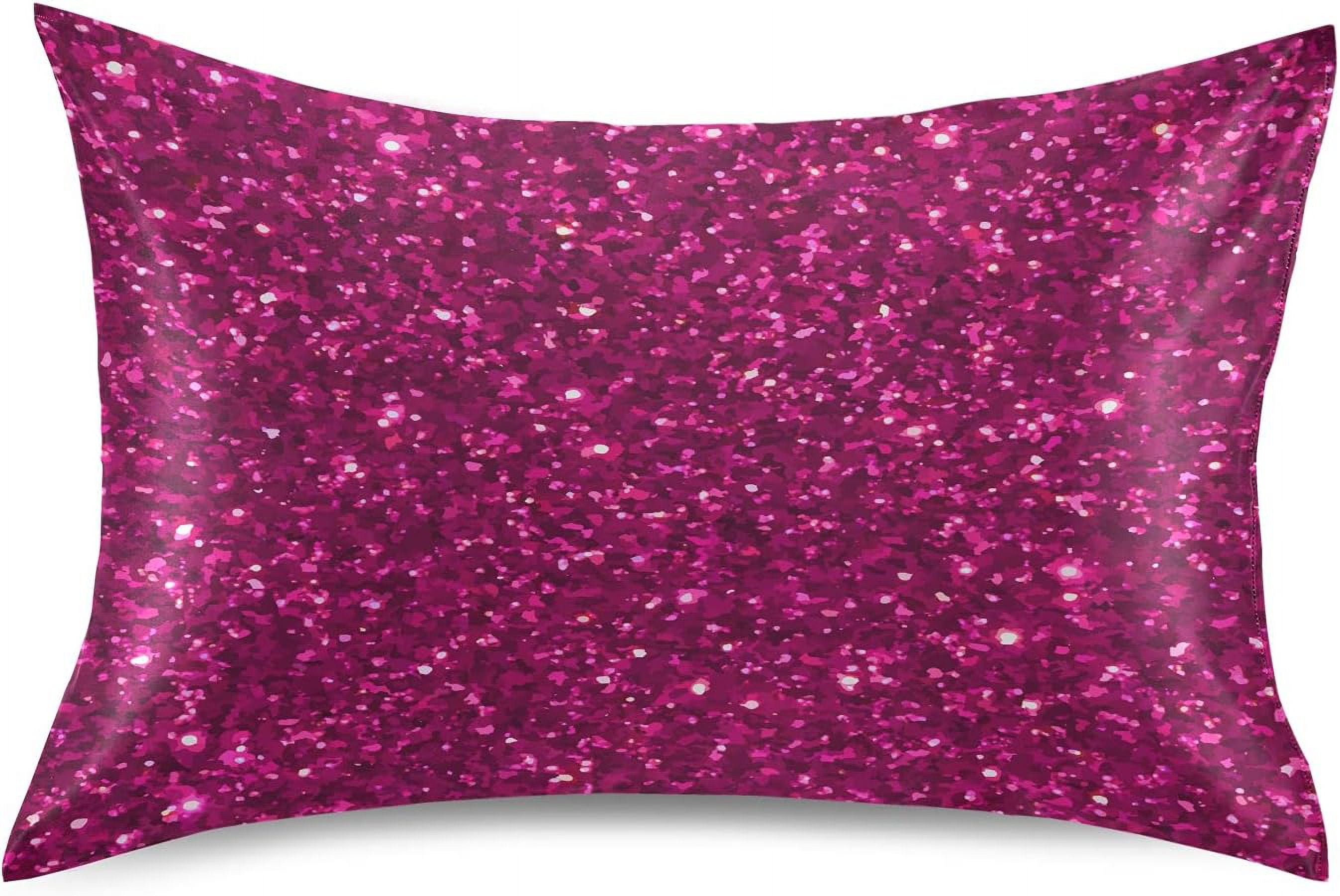 GZHJMY Satin Pillowcase for Hair and Skin -Pink Glitter Texture Silk ...