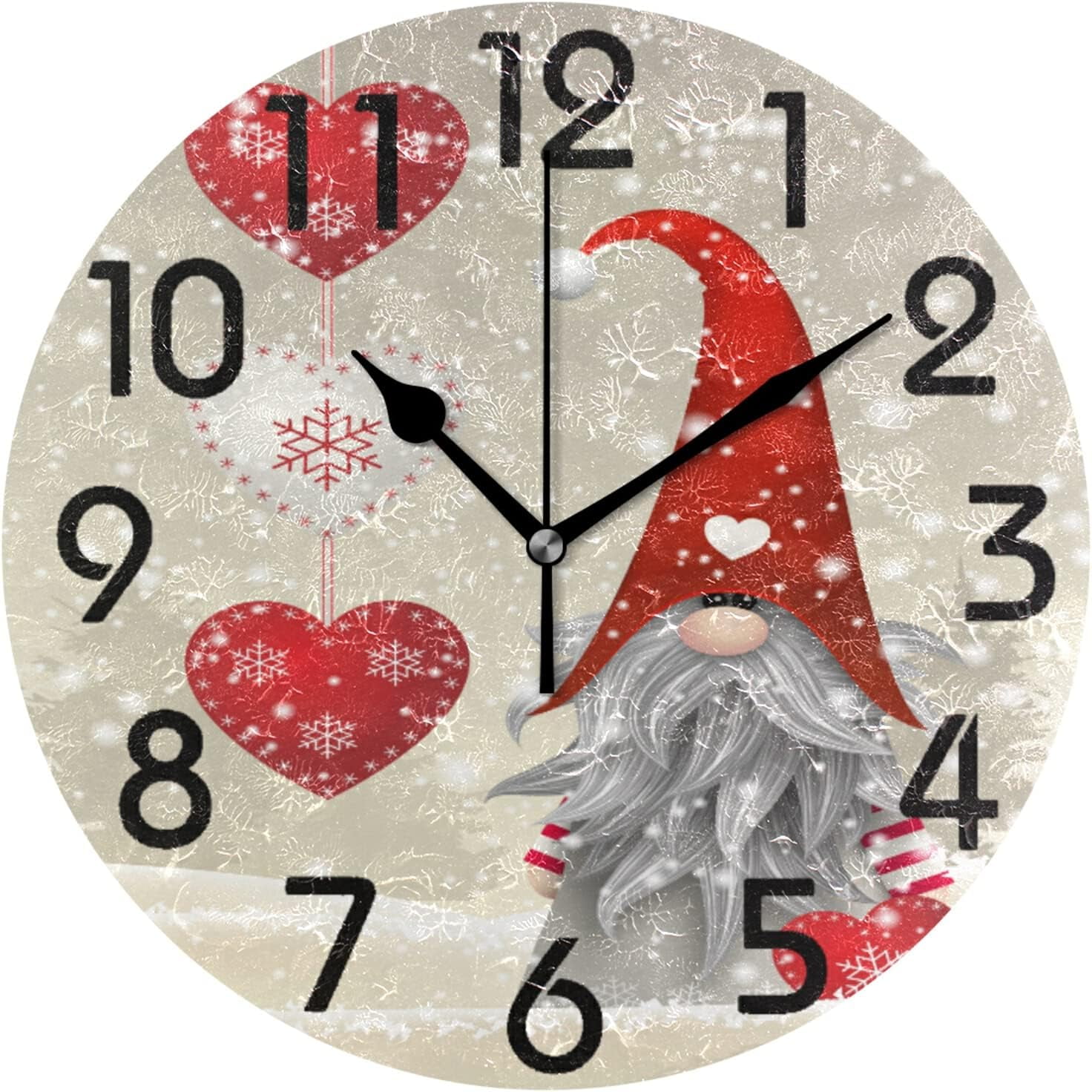 GZHJMY Scandinavian Christmas Elves Round Wall Clock, 9.5 Inch Battery ...