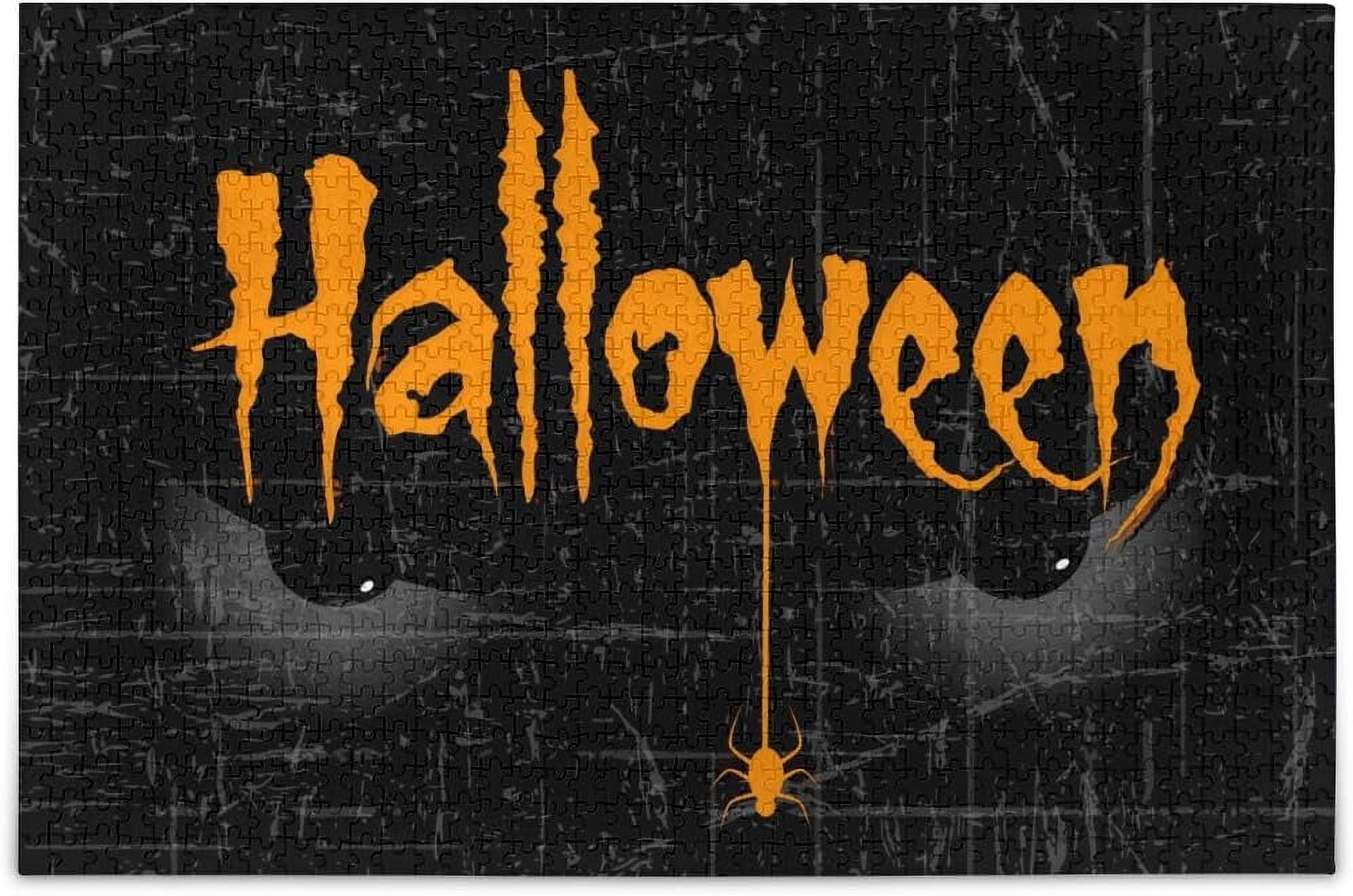 GZHJMY Scary Halloween Eye Spider with Web Orange Party Design Jigsaw ...