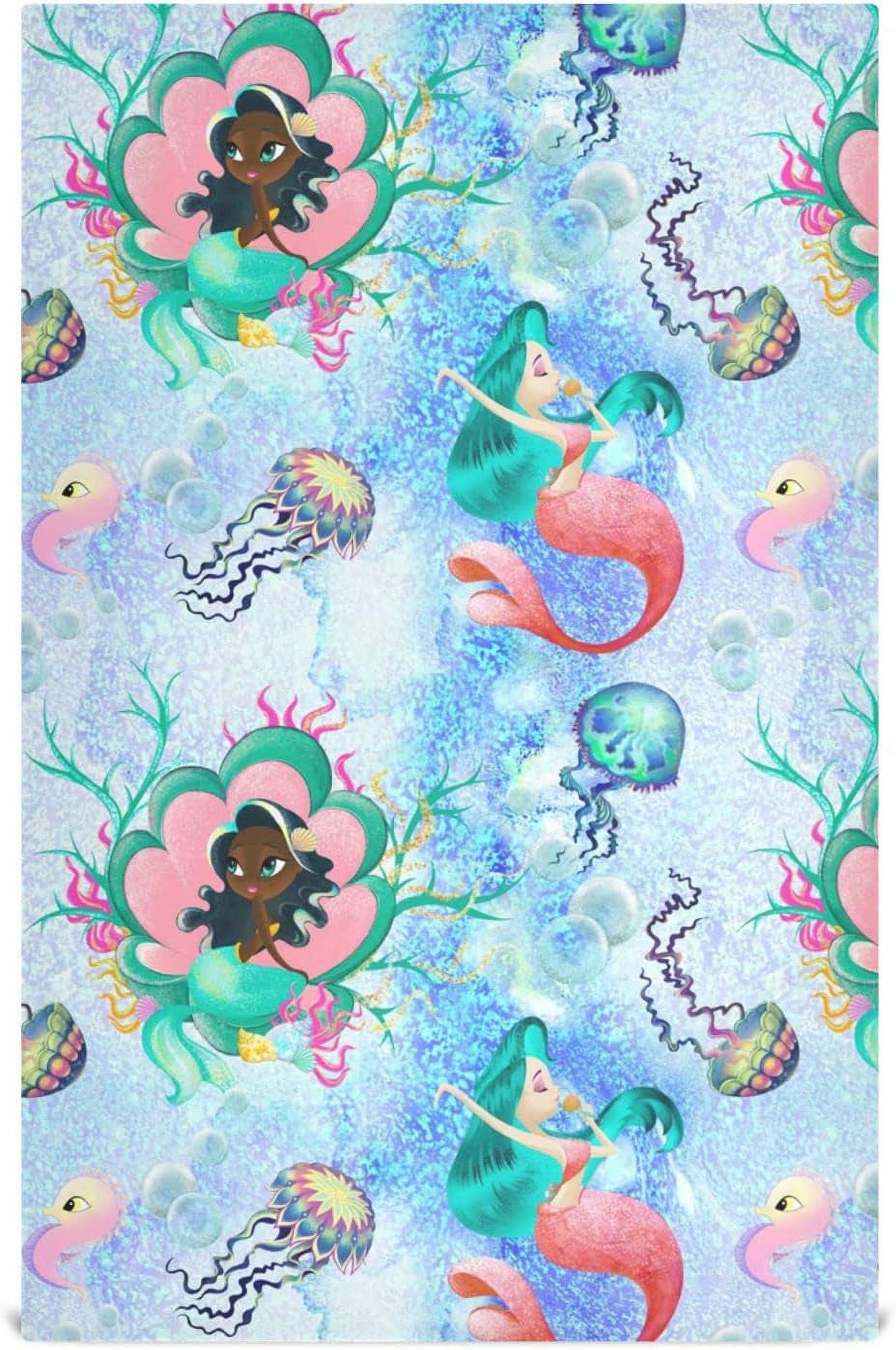 GZHJMY Sea Fish and Shiny Mermaid Kitchen Towels Set of 1 Dishcloths ...