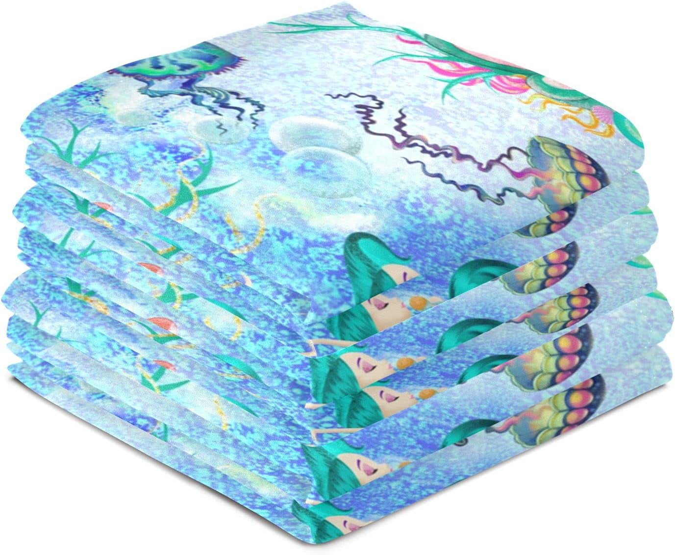 GZHJMY Sea Fish and Shiny Mermaid Kitchen Towels Set of 6 Dishcloths ...
