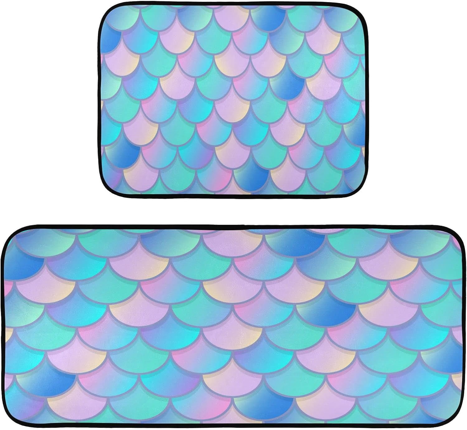 GZHJMY Sea Mermaid Scale Anti Fatigue Mats for Kitchen Floor,Set of 2 ...
