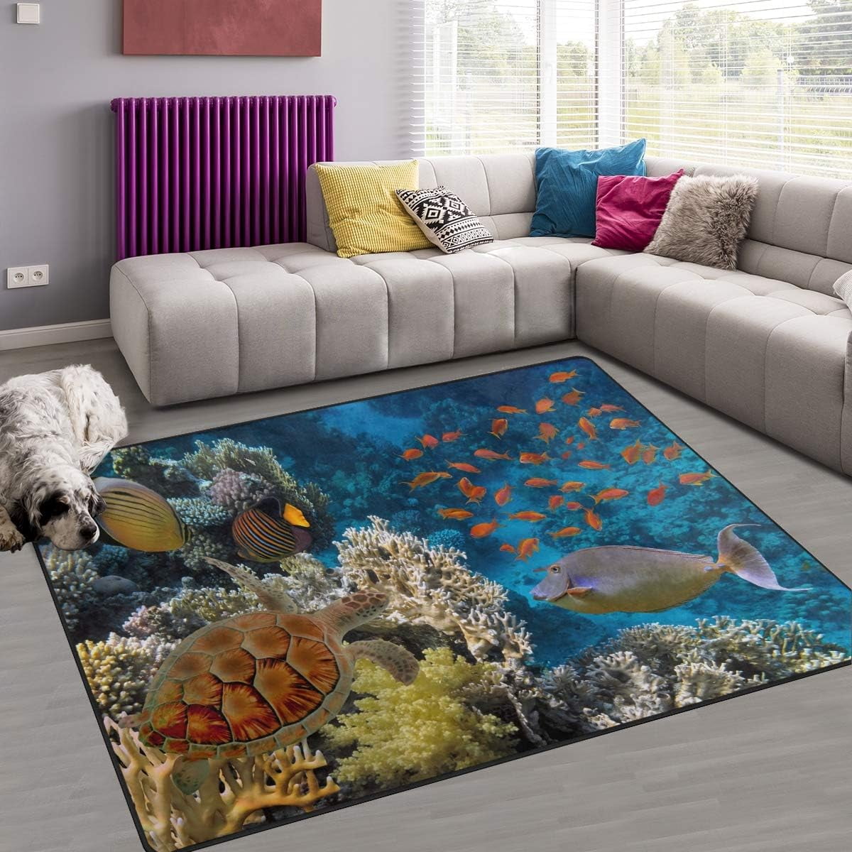 GZHJMY Sea Ocean Turtle Non Slip Area Rug for Living Dinning Room ...