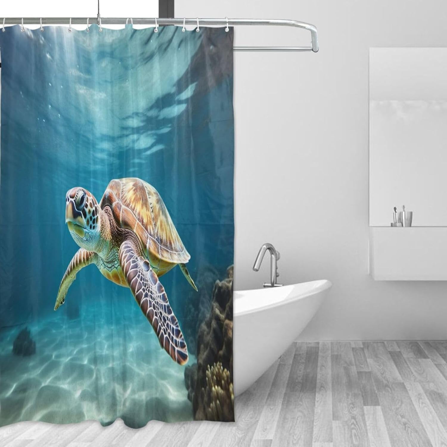 GZHJMY Sea Turtle Shower Curtain Waterproof Washable Shower Bath ...