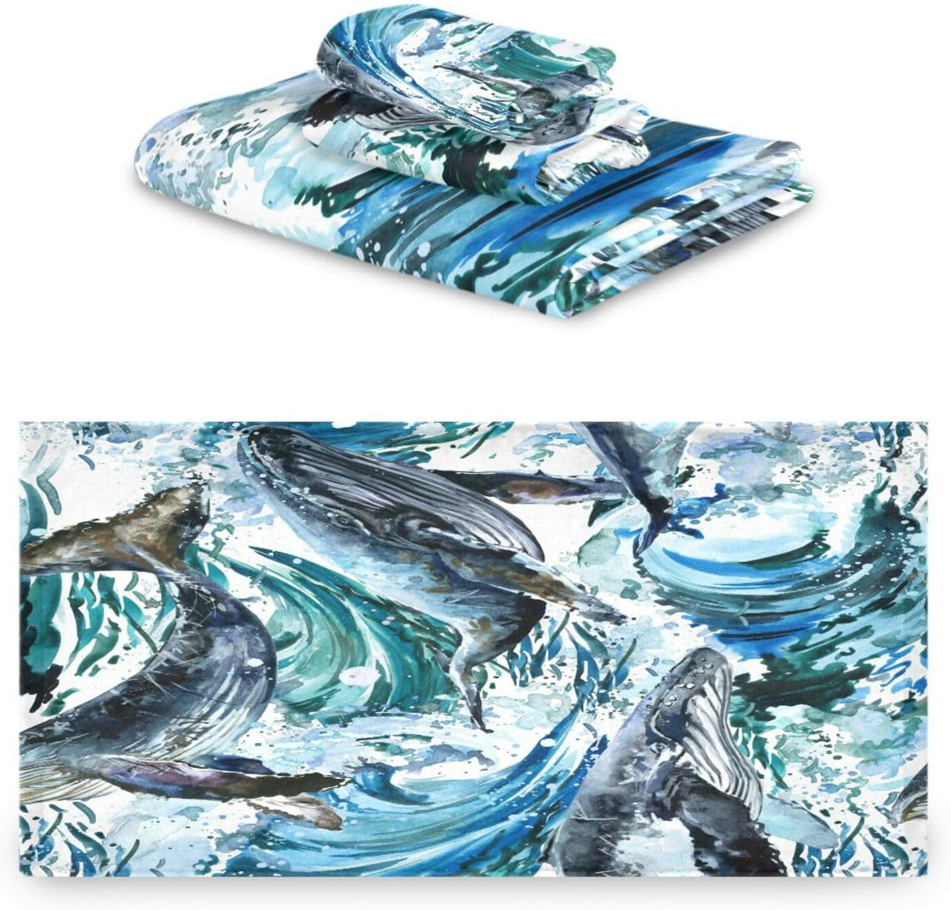 GZHJMY Sea Wave Towel Set of 3, Highly Absorbent Soft Towels with Bath ...