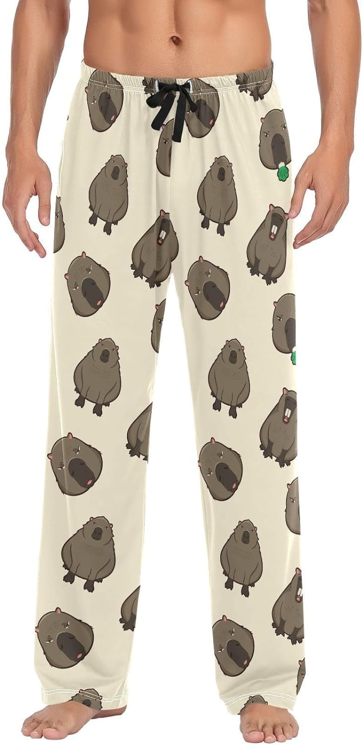 GZHJMY Seamless Capybara Men's Pajama Pants, Loose Lightweight PJs Lounge Sleep Bottoms with ...
