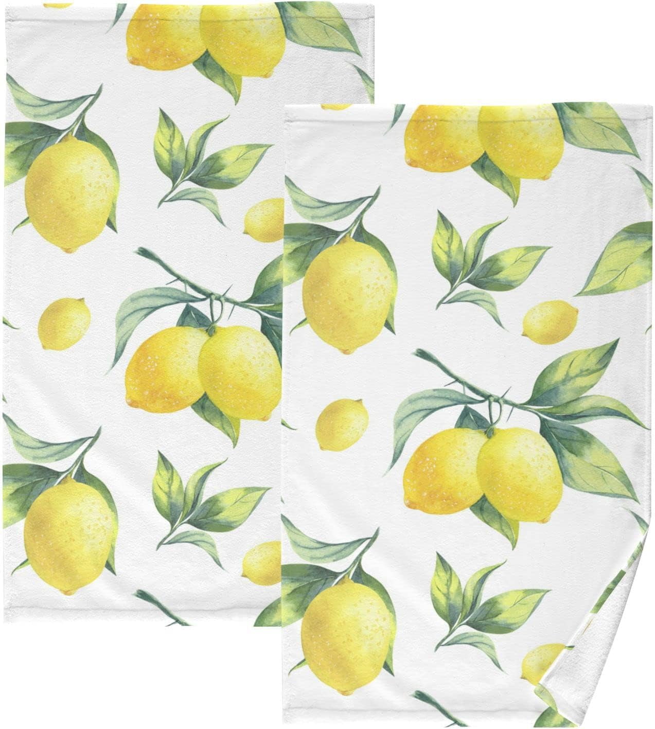 GZHJMY Seamless Lemon Pattern on White Background Cotton Towels Set 2 ...