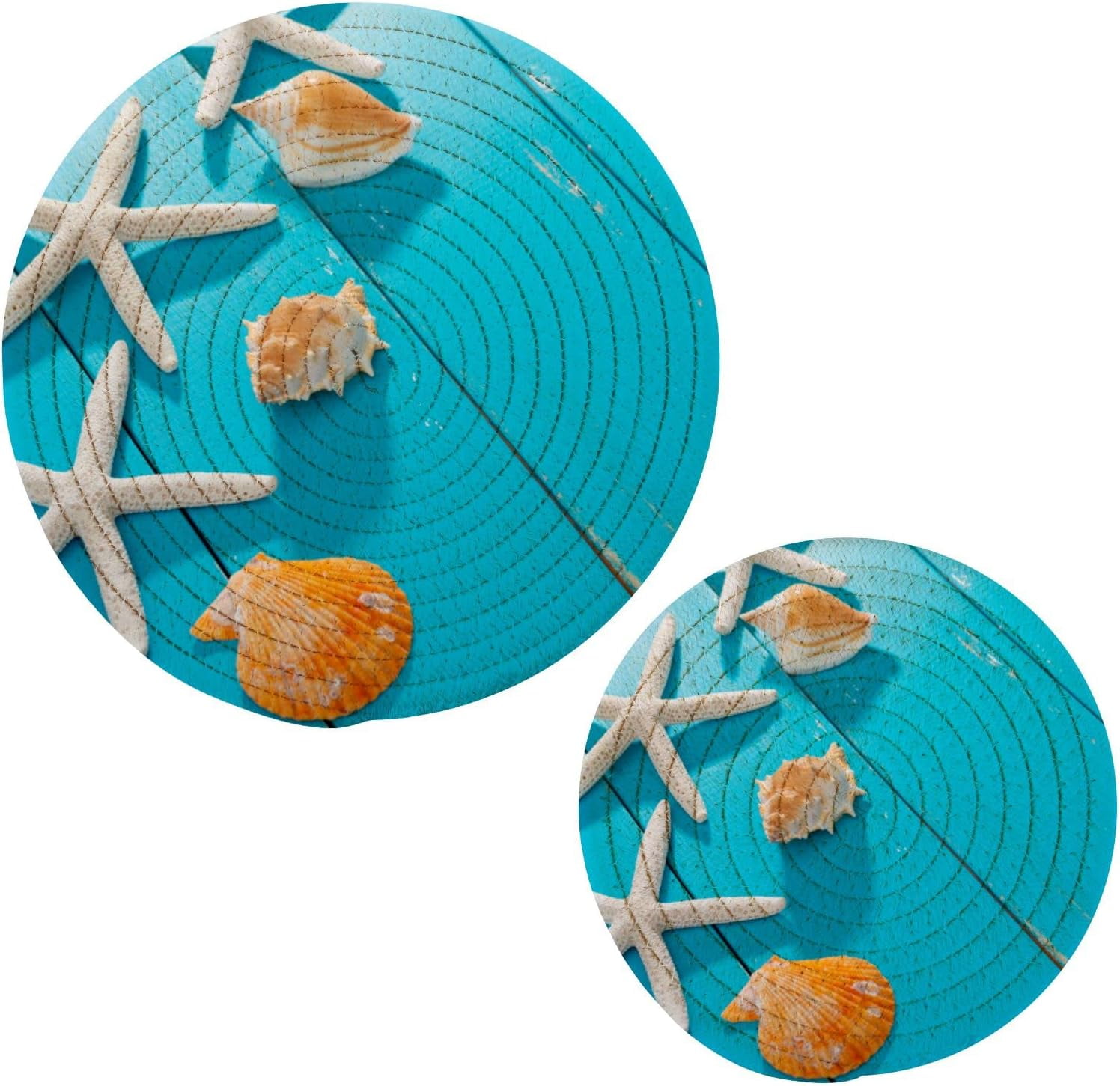 GZHJMY Seashell Starfish Blue Wood Summer Ocean Beach Marine Sea Life ...