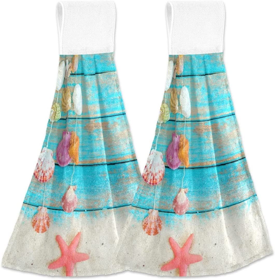 GZHJMY Seashell and Starfish Hand Towel Set of 2, Red Starfish Hanging ...