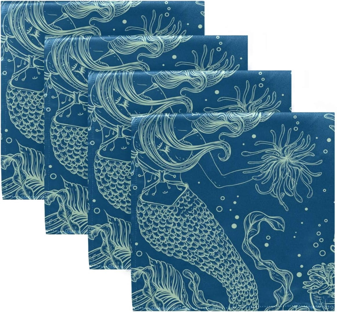 GZHJMY Set of 4 Blue Sea Life Mermaid Seaweed Coral Marine Plants ...