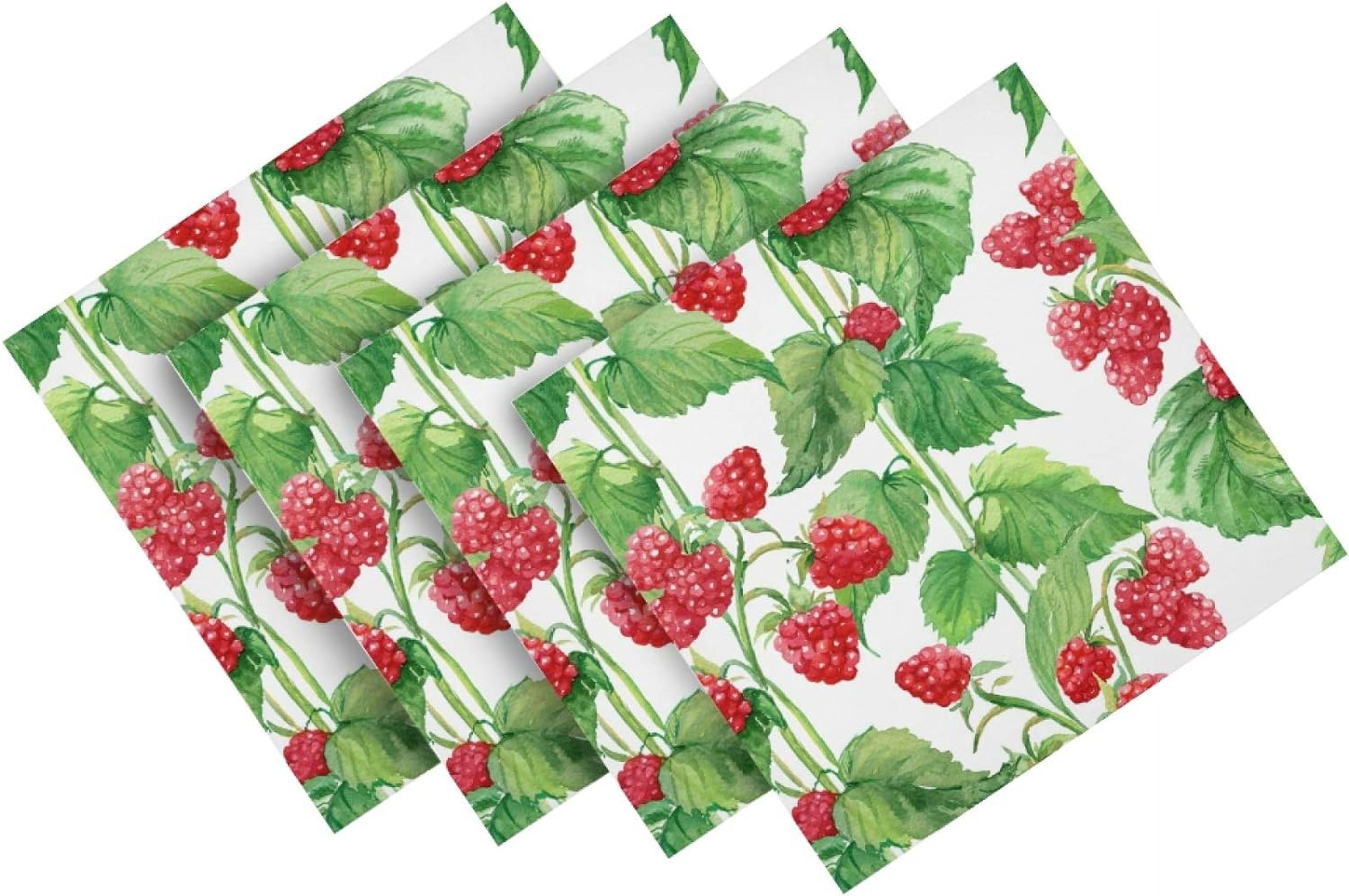 GZHJMY Set of 4 Watercolor Berry Raspberry Wild Fruit Strawberry with ...
