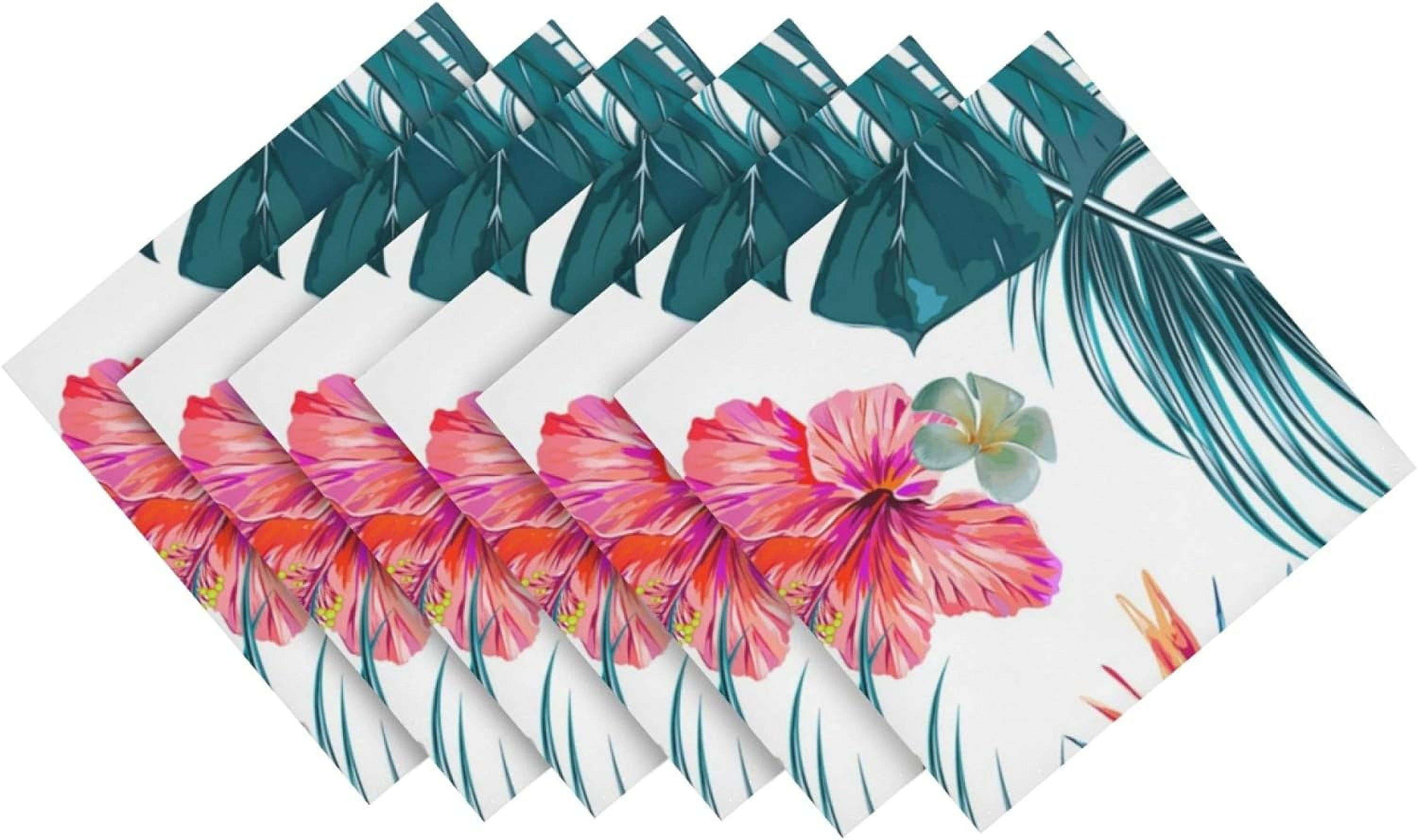 GZHJMY Set of 6 Hawaiian Floral Tropical Leaves Exotic Flower Jungle ...