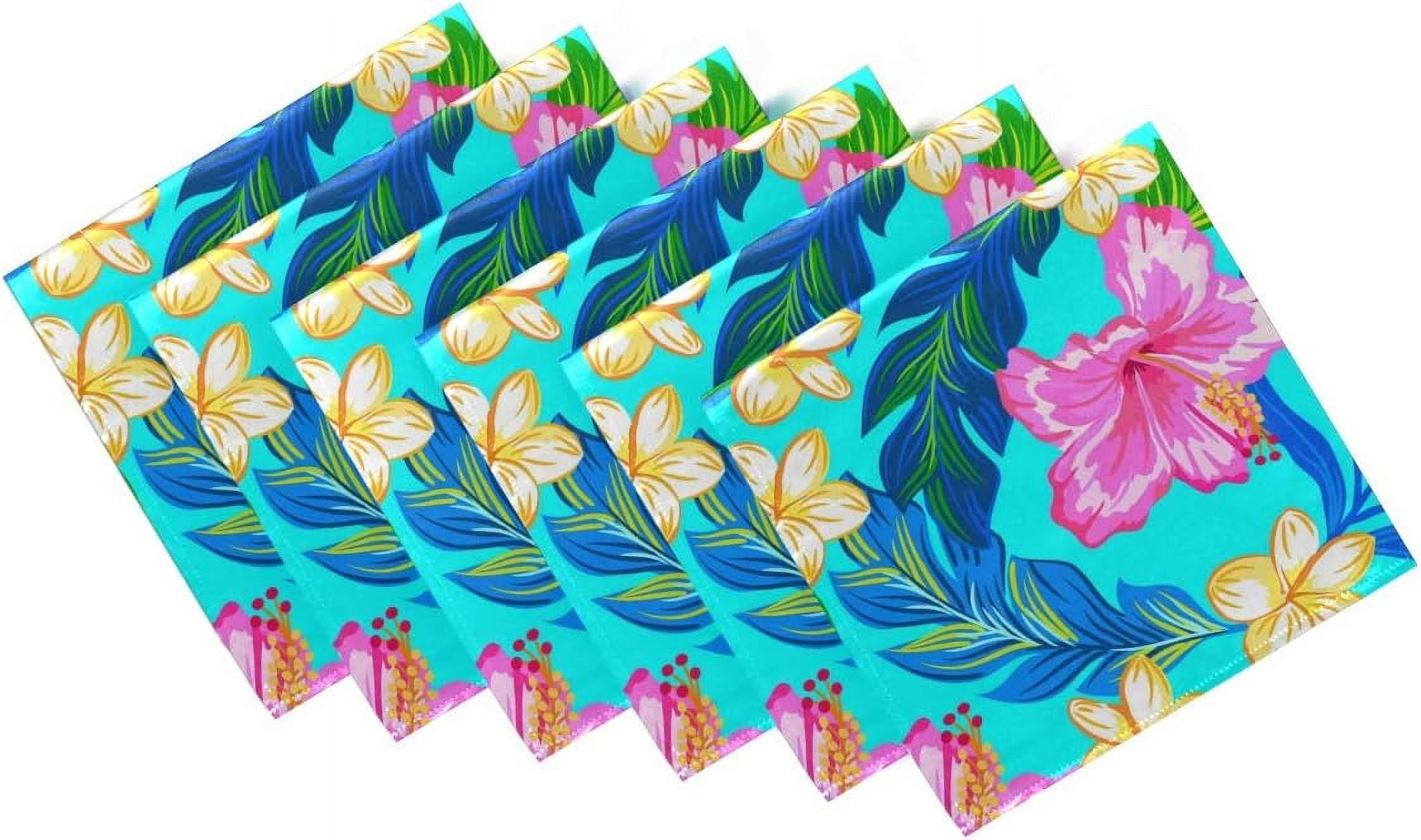 GZHJMY Set of 6 Tropical Hibiscus Floral Hawaii Flower Palm Leaf ...
