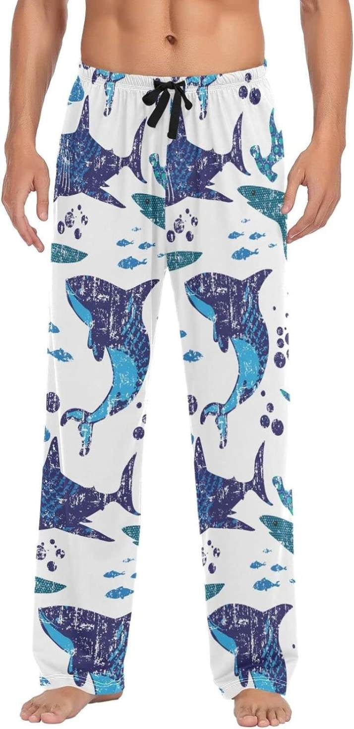 GZHJMY Shark Pajama Pants for Men, Lounge Pants Lightweight Men Pajama ...