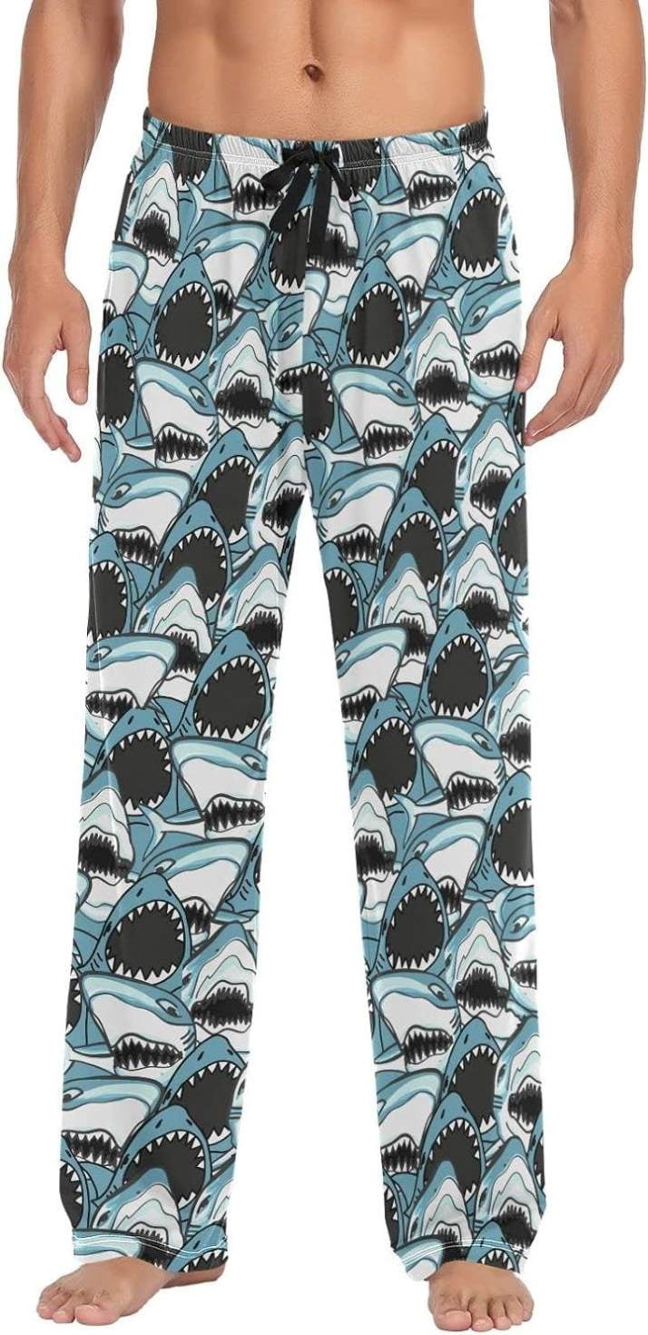 GZHJMY Shark Pajama Pants for Men, Lounge Pants Lightweight Men Pajama ...