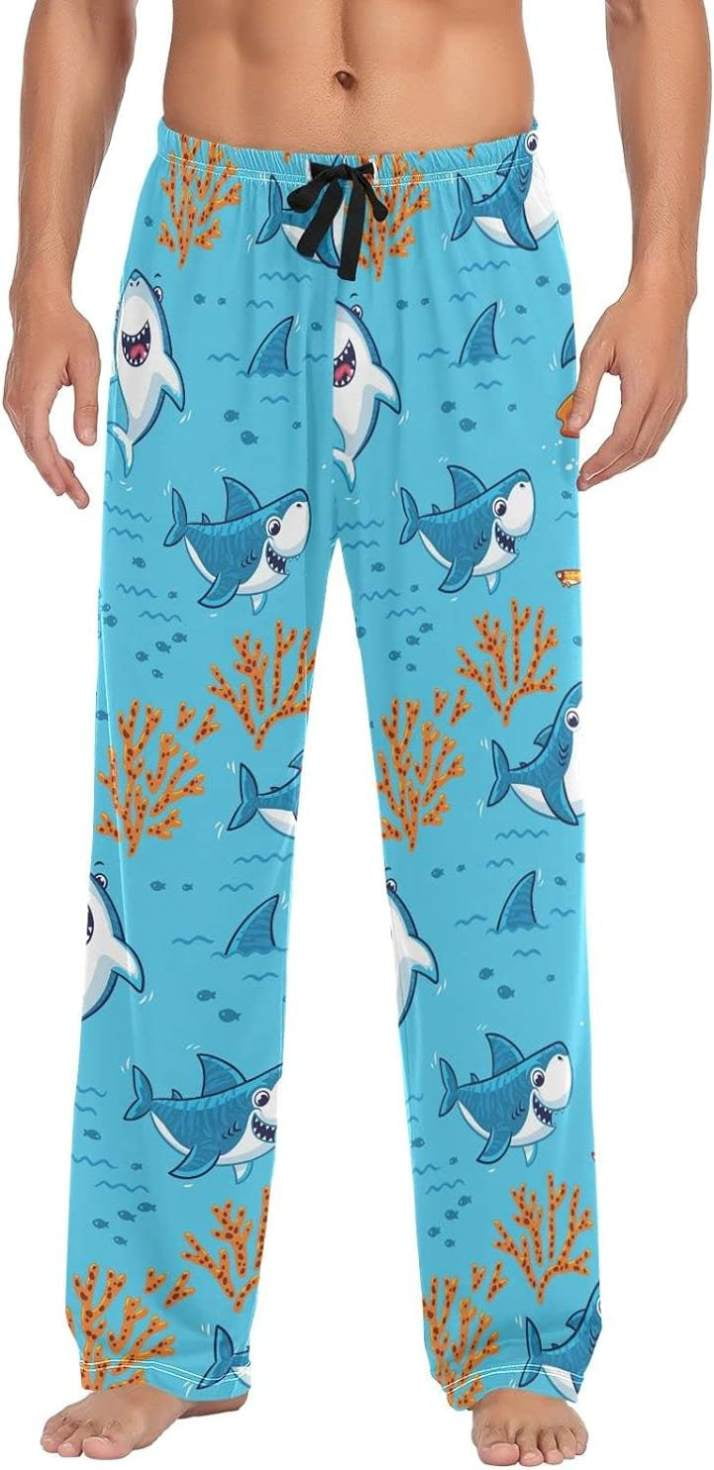 GZHJMY Shark Pajama Pants for Men, Lounge Pants Lightweight Men Pajama ...