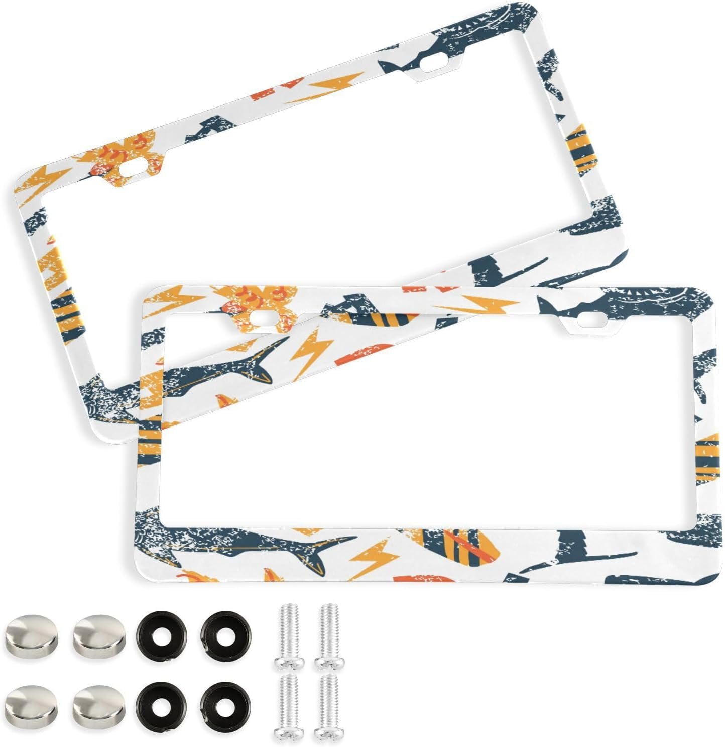 GZHJMY Sharks Silhouettes License Plate Frame 2 Pack 2 Holes Car ...