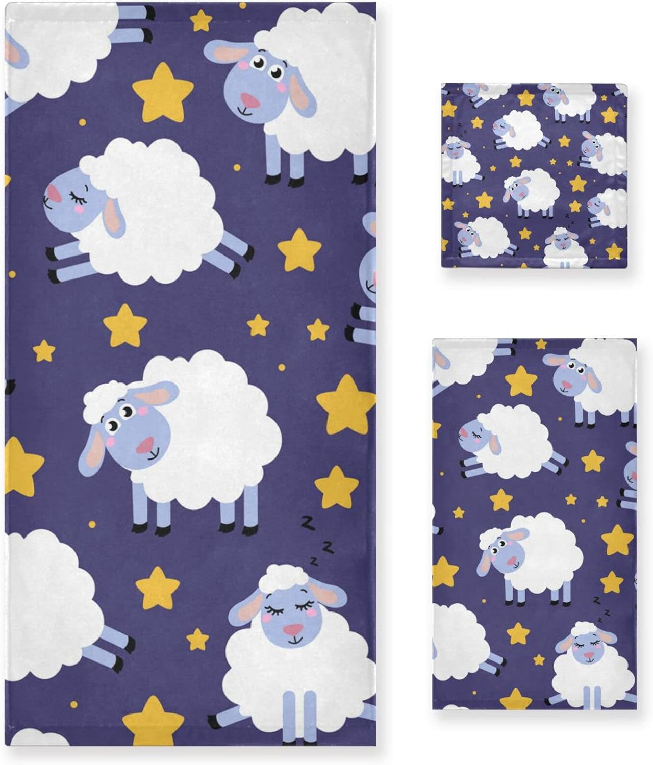 GZHJMY Sheep Bath Towel Set of 3, Absorbent Soft Bathroom Towel with ...
