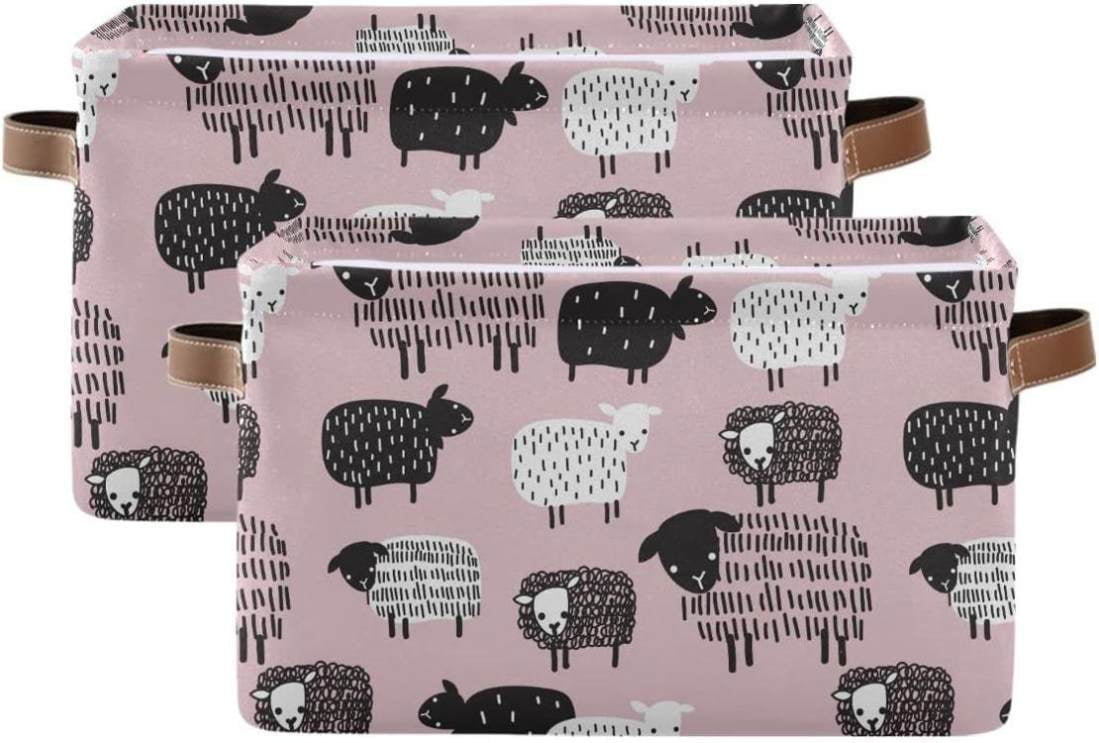 GZHJMY Sheep Rectangular Storage Bins, 2 PCS Collapsible Toy Storage ...
