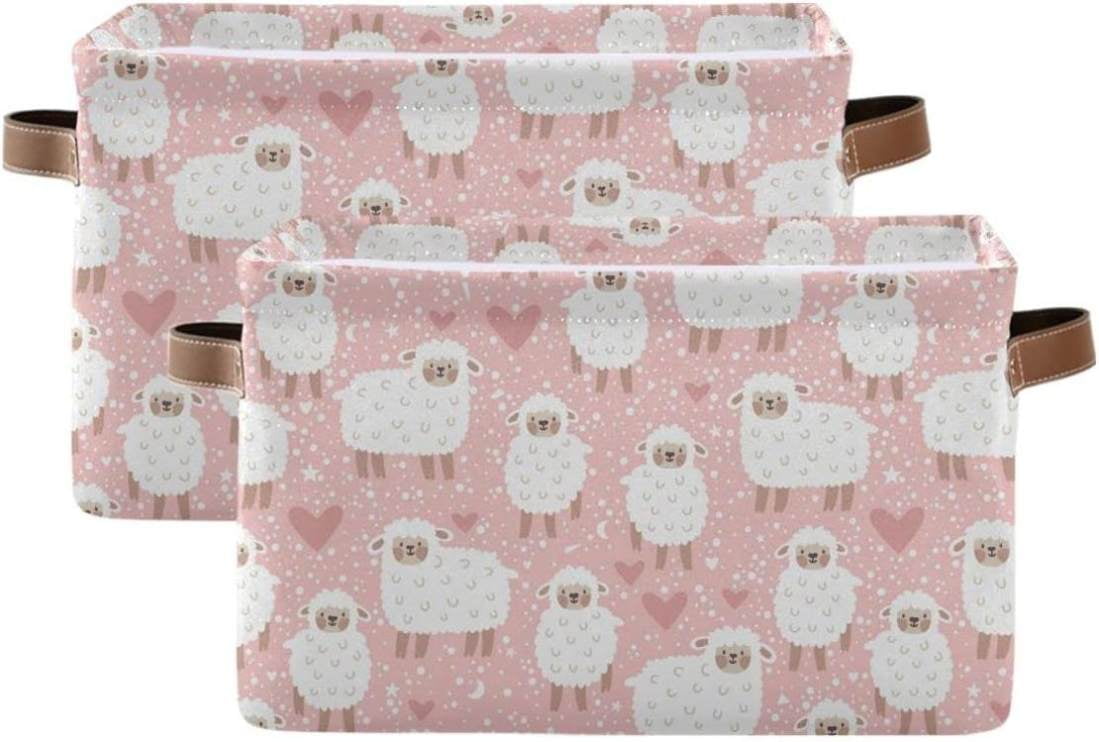 GZHJMY Sheep Rectangular Storage Bins, 2 PCS Collapsible Toy Storage ...