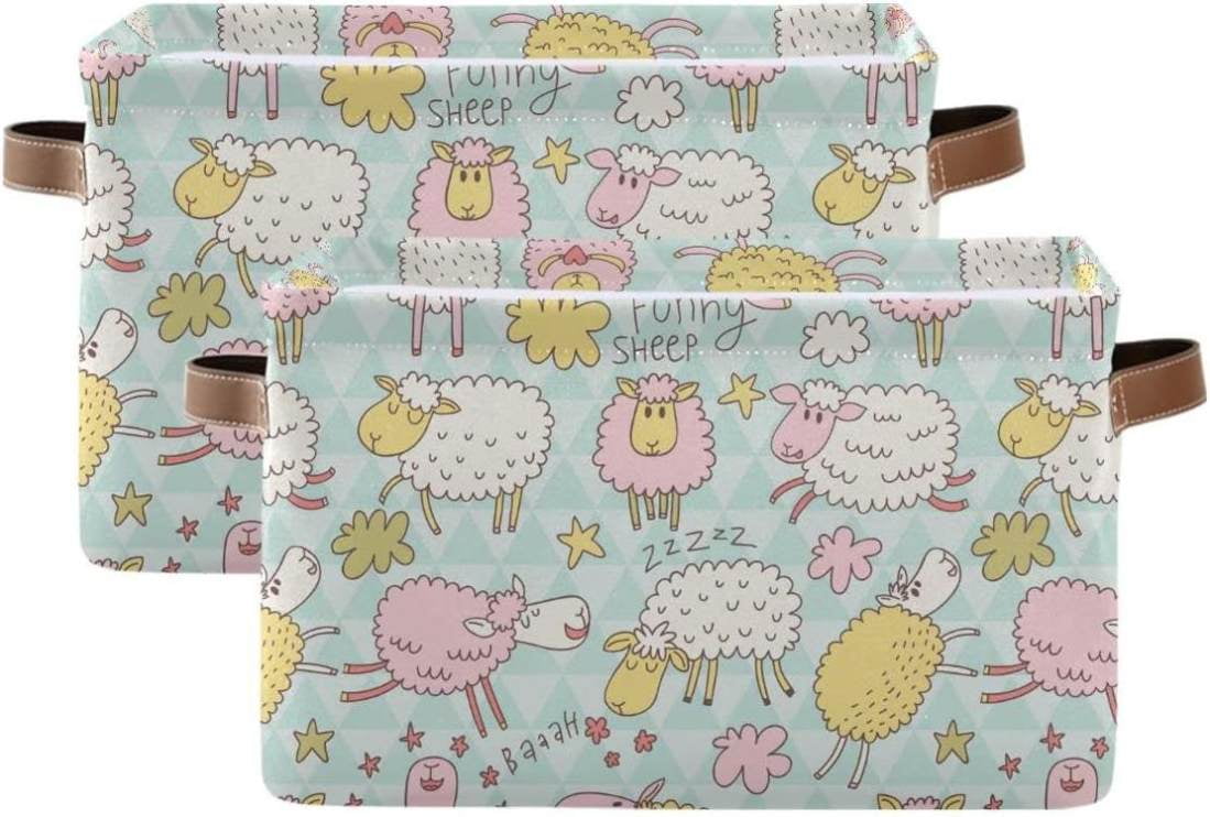 GZHJMY Sheep Rectangular Storage Bins, 2 PCS Collapsible Toy Storage ...