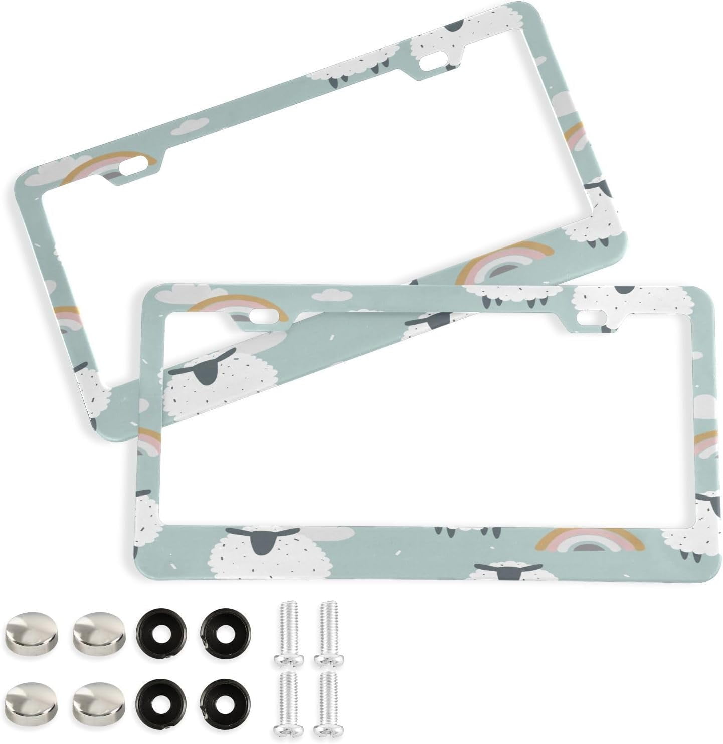GZHJMY Sheeps Rainbow License Plate Frames Set of 2, Universal Aluminum ...