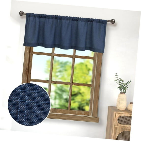 GZHJMY Sheer Linen Valance for 18 Inch Rod Pocket Country Farmhouse ...