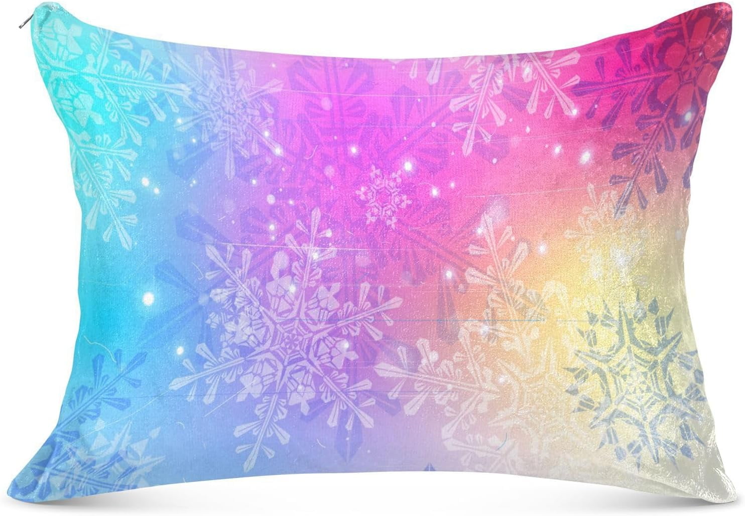 GZHJMY Shiny Rainbow Snowflake Body Pillow Cover with Zipper, Soft and ...
