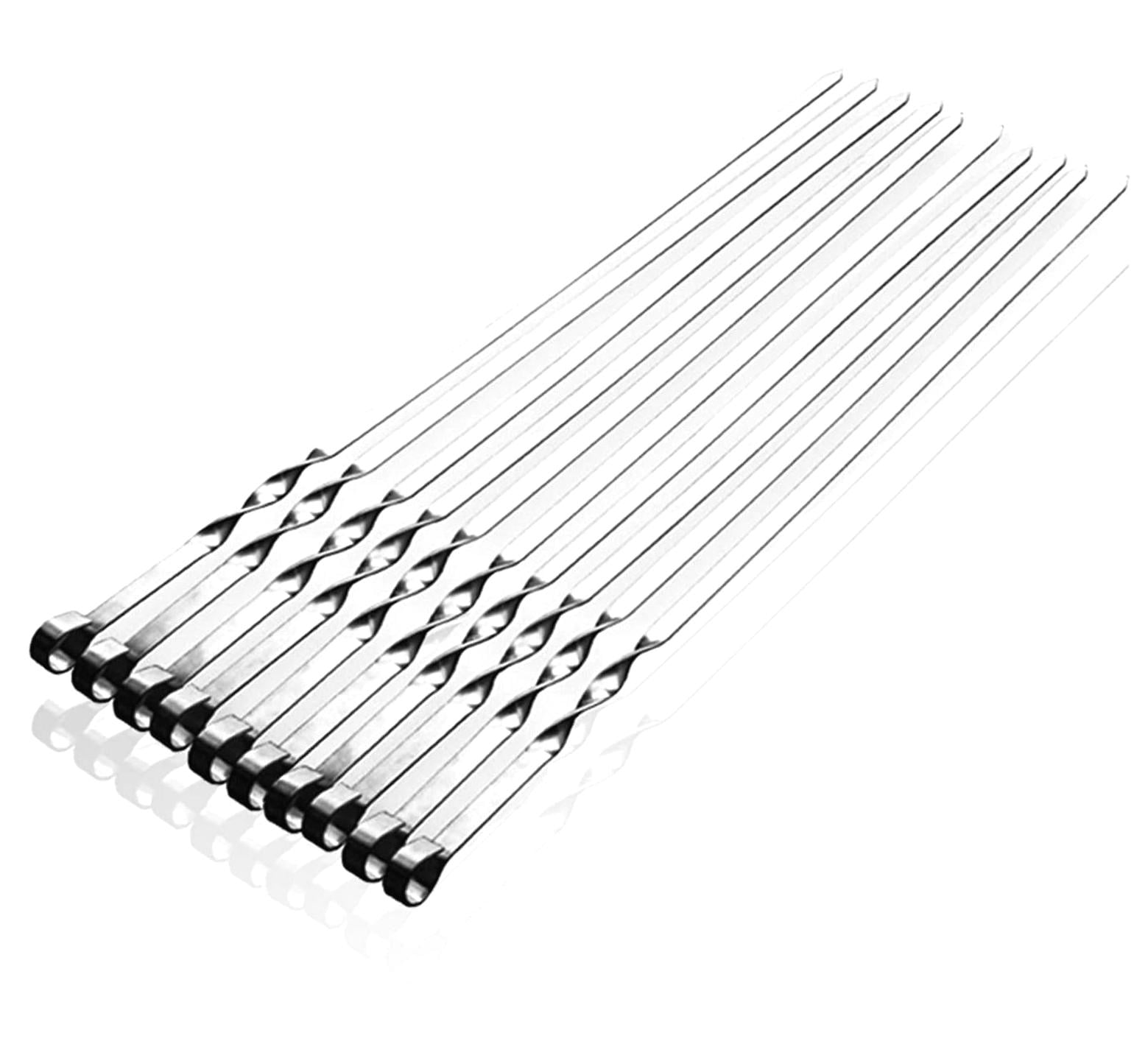 GZHJMY Shish Kabob Skewers, Kebab Skewers 17.7" Steel Flat BBQ Sticks ...