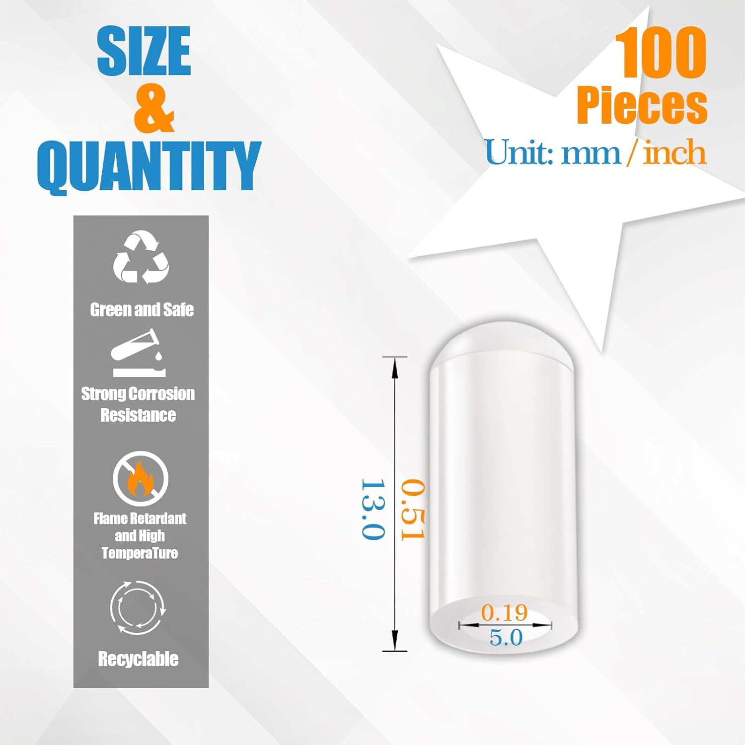 GZHJMY Silicone End Caps 100pcs 1/5 Inch High Temp Protective Flexible ...