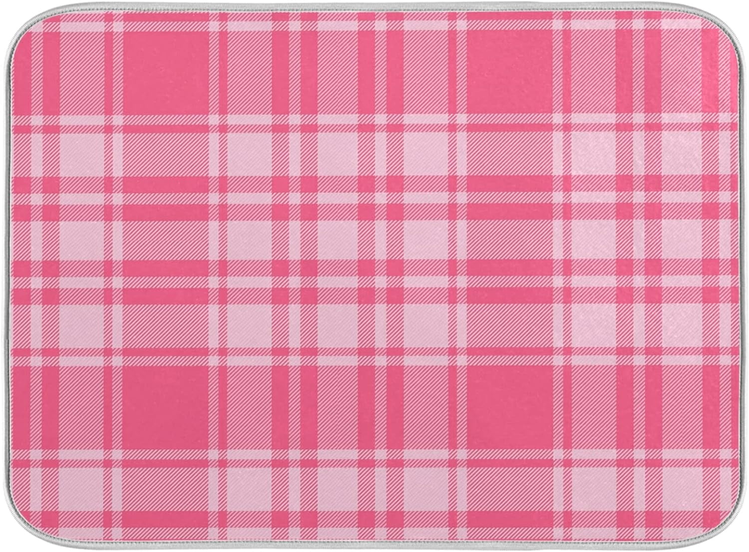 GZHJMY Simple Red Plaid Pattern Absorbent Dish Drying Mat Microfiber ...