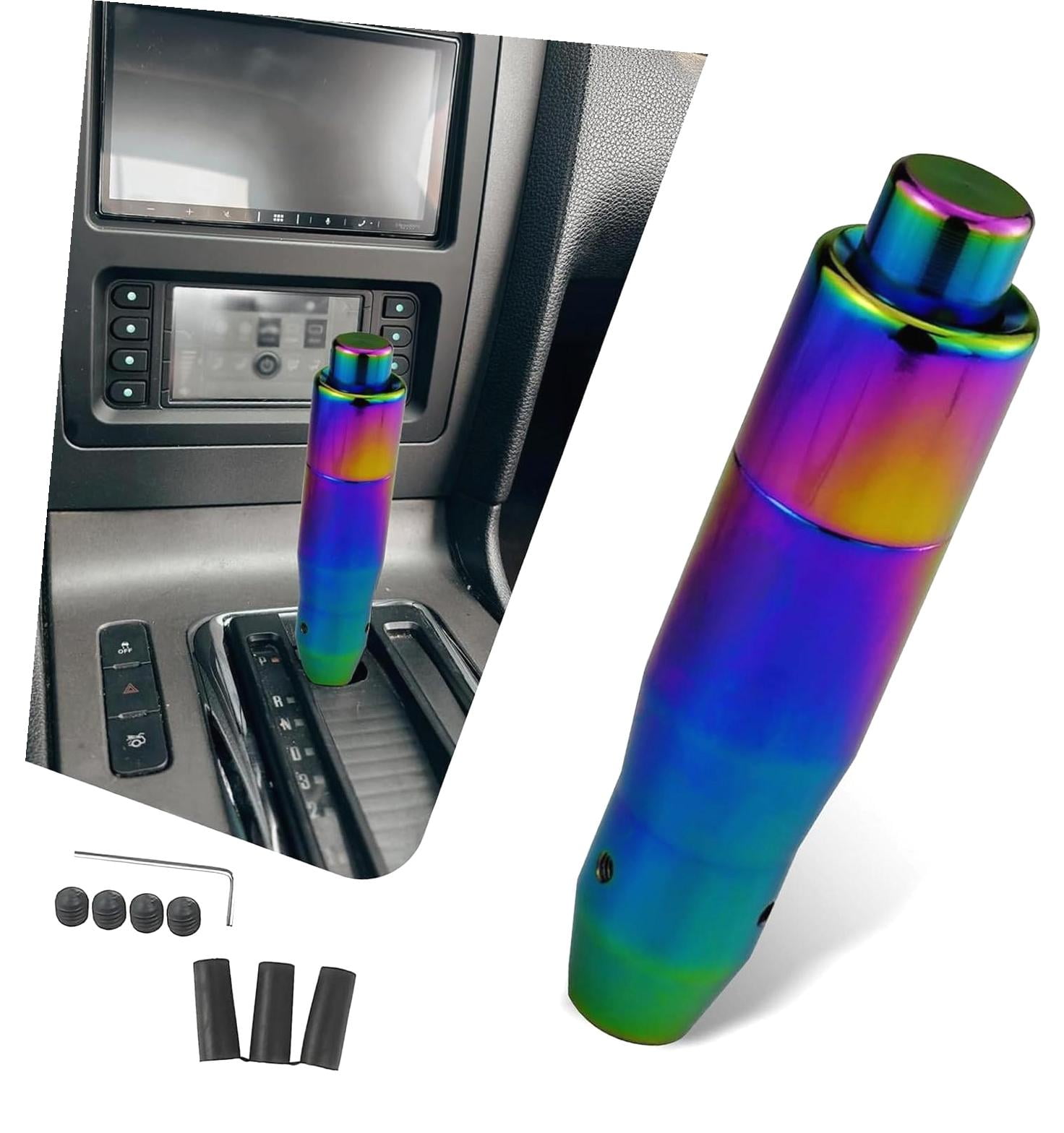 GZHJMY Single Automatic Car Shift Lever with Adapter, 1.37" x 5.7" Easy-Grip Alloy Shift Knob ...