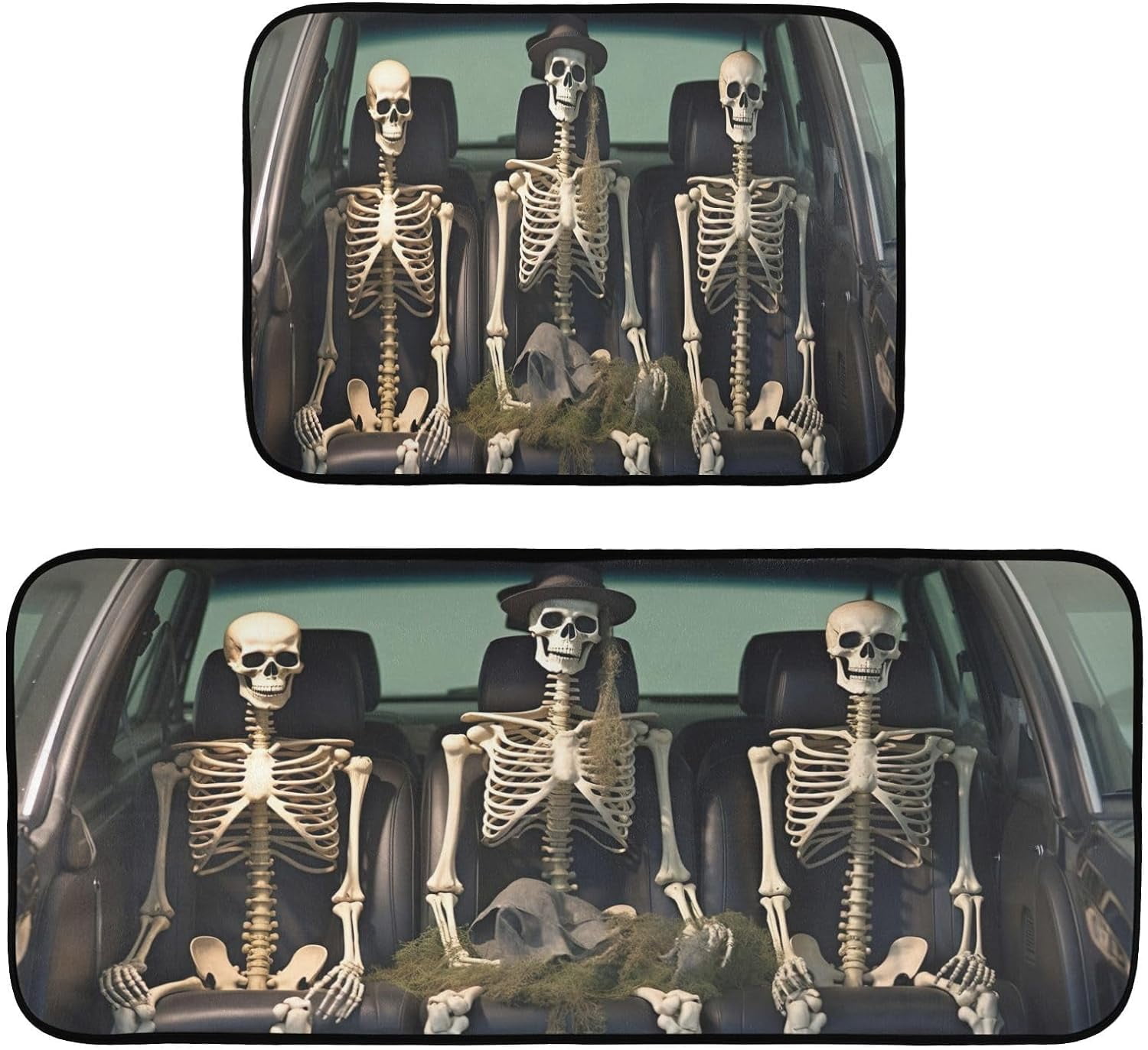 GZHJMY Skeleton Driver Kitchen Rug Set of 2 Non Slip Washable Cushioned ...