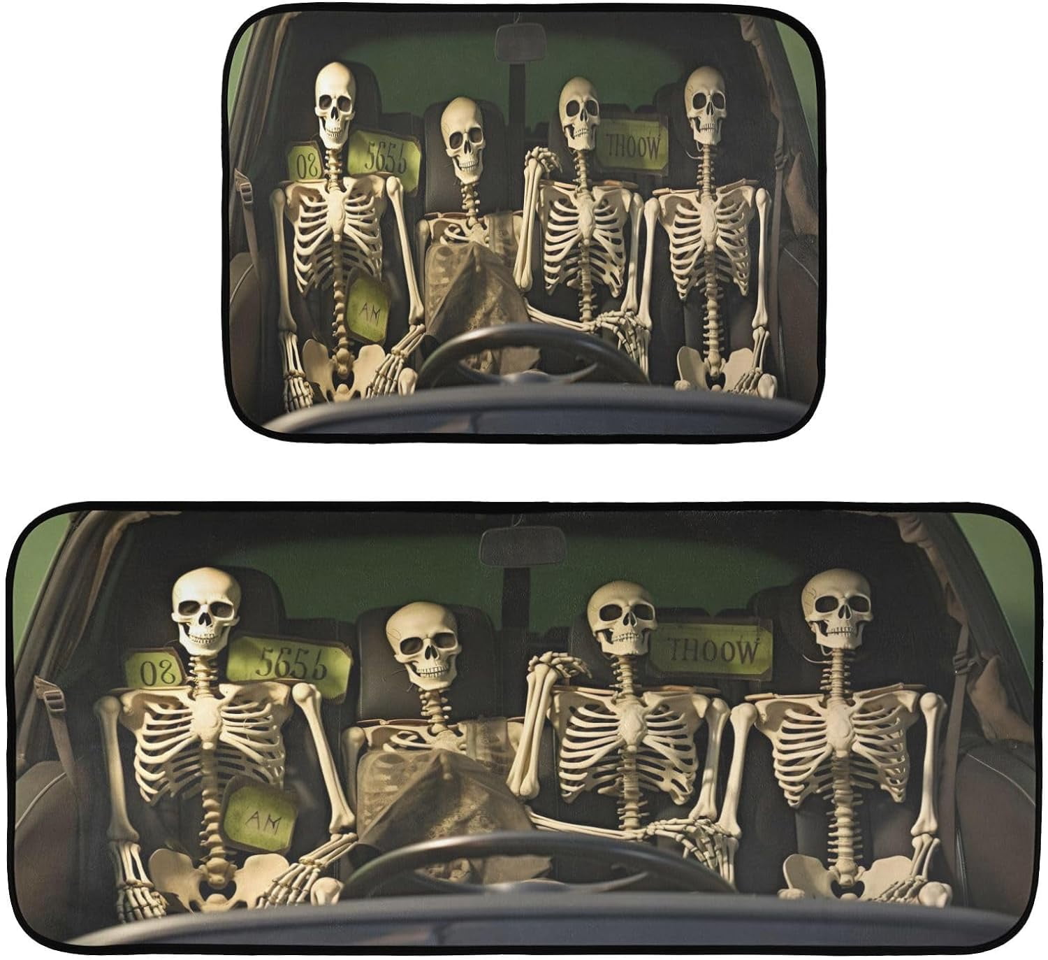 GZHJMY Skeleton Driver Kitchen Rug Set of 2 Non Slip Washable Cushioned ...