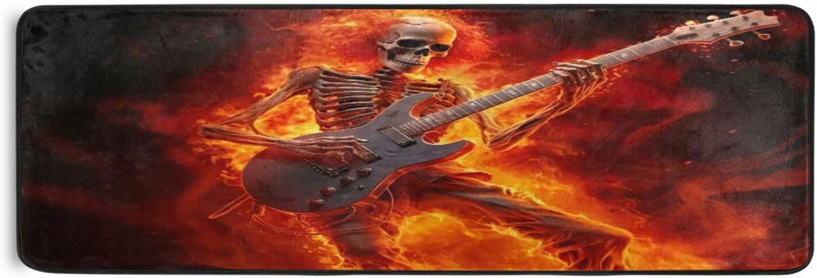 GZHJMY Skeleton in Flames Area Rug - 2' x 6' Washable Runner Rugs with ...