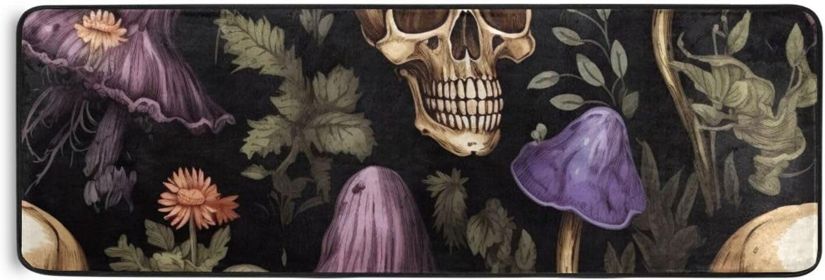 GZHJMY Skeleton Mushrooms Area Rug - 2' x 6' Washable Runner Rugs with ...