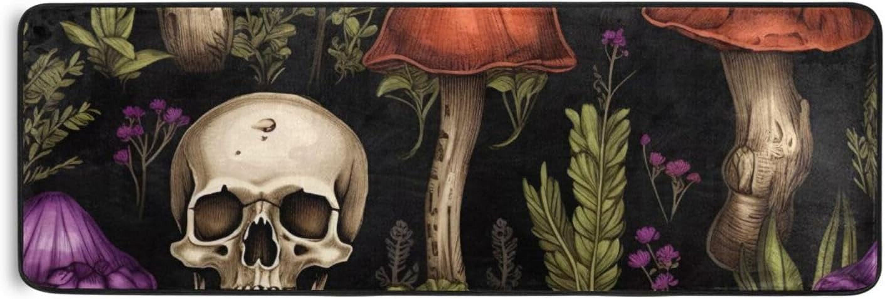 GZHJMY Skeleton Mushrooms Area Rug - 2' x 6' Washable Runner Rugs with ...