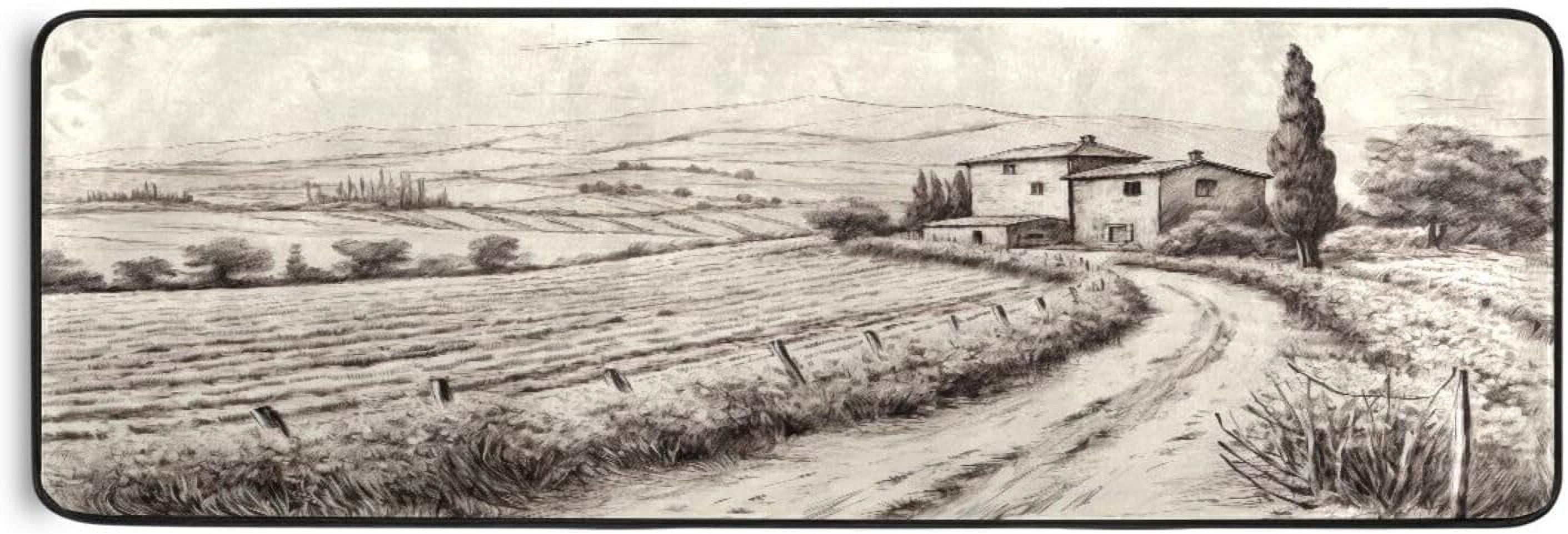 GZHJMY Sketch Italian Landscape Area Rug - 2' x 6' Washable Runner Rugs ...