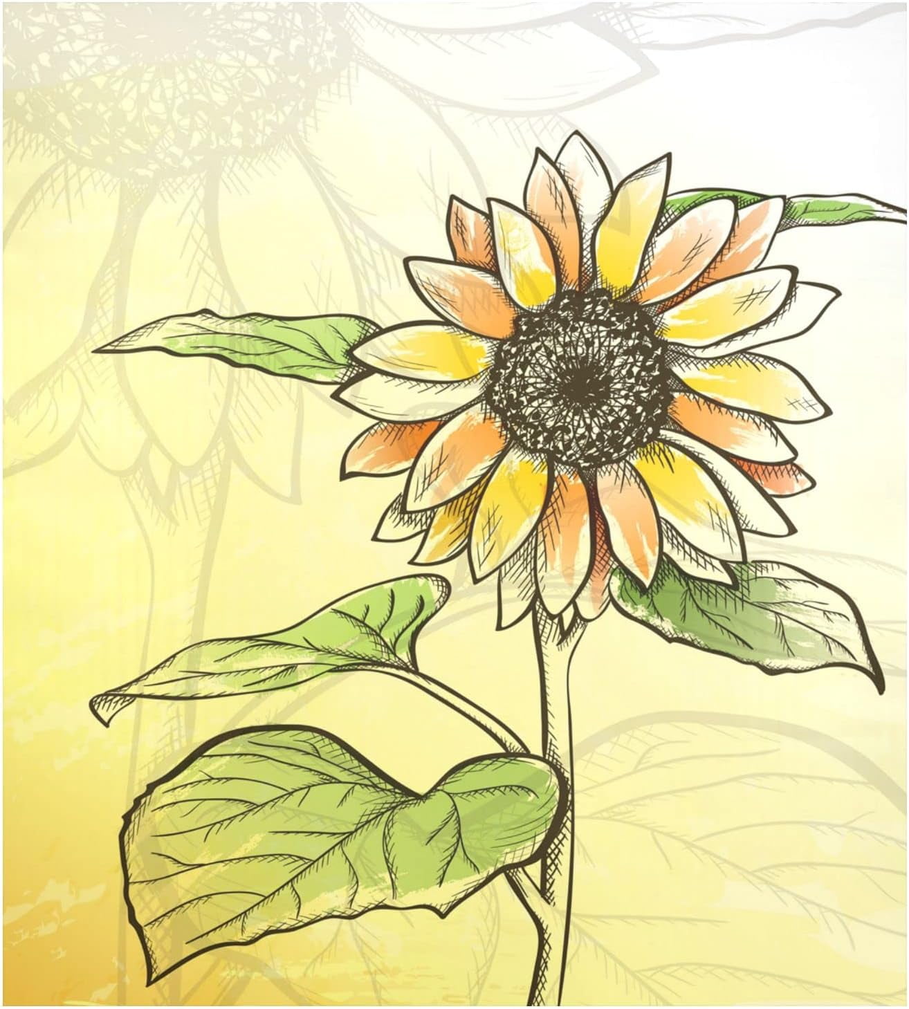 GZHJMY Sketch Sunflower Floral Large Dishwasher Magnet Magnetic Cover ...