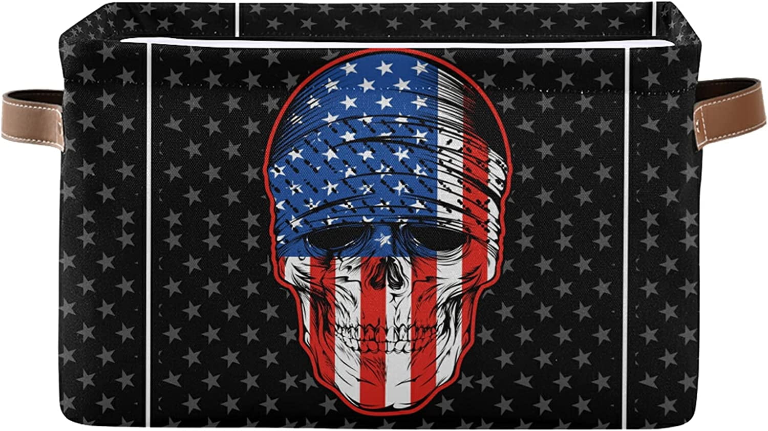 GZHJMY Skull Amrican Flag Star Storage Bins Collapsible with Handle ...