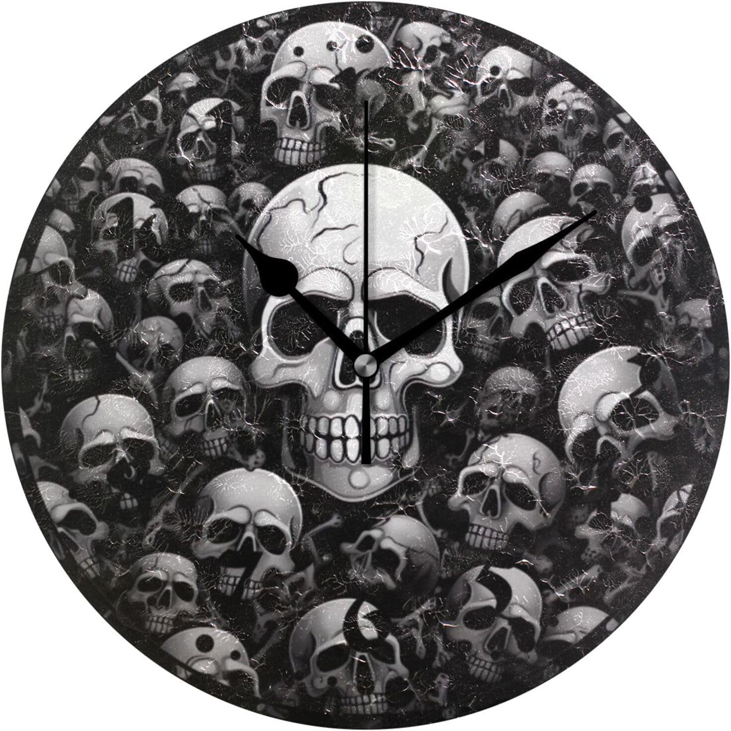 GZHJMY Skull Black Wall Clock, Silent Non Ticking 10 Inch Battery ...