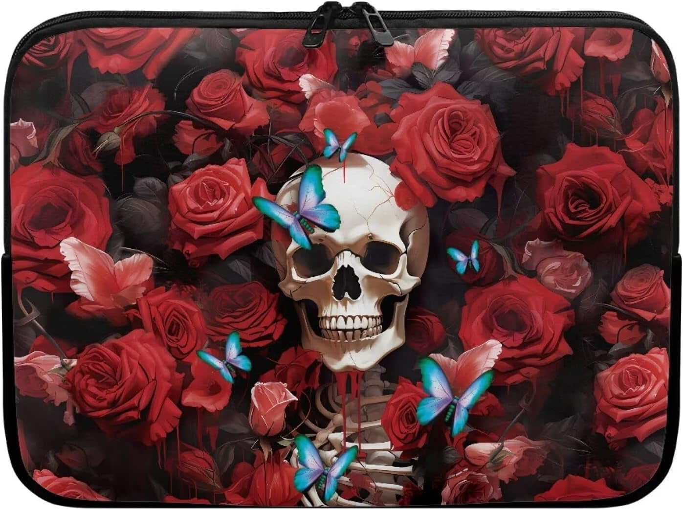 GZHJMY Skull Blue Butterfly Rose Pattern Laptop Cases Computer Sves ...