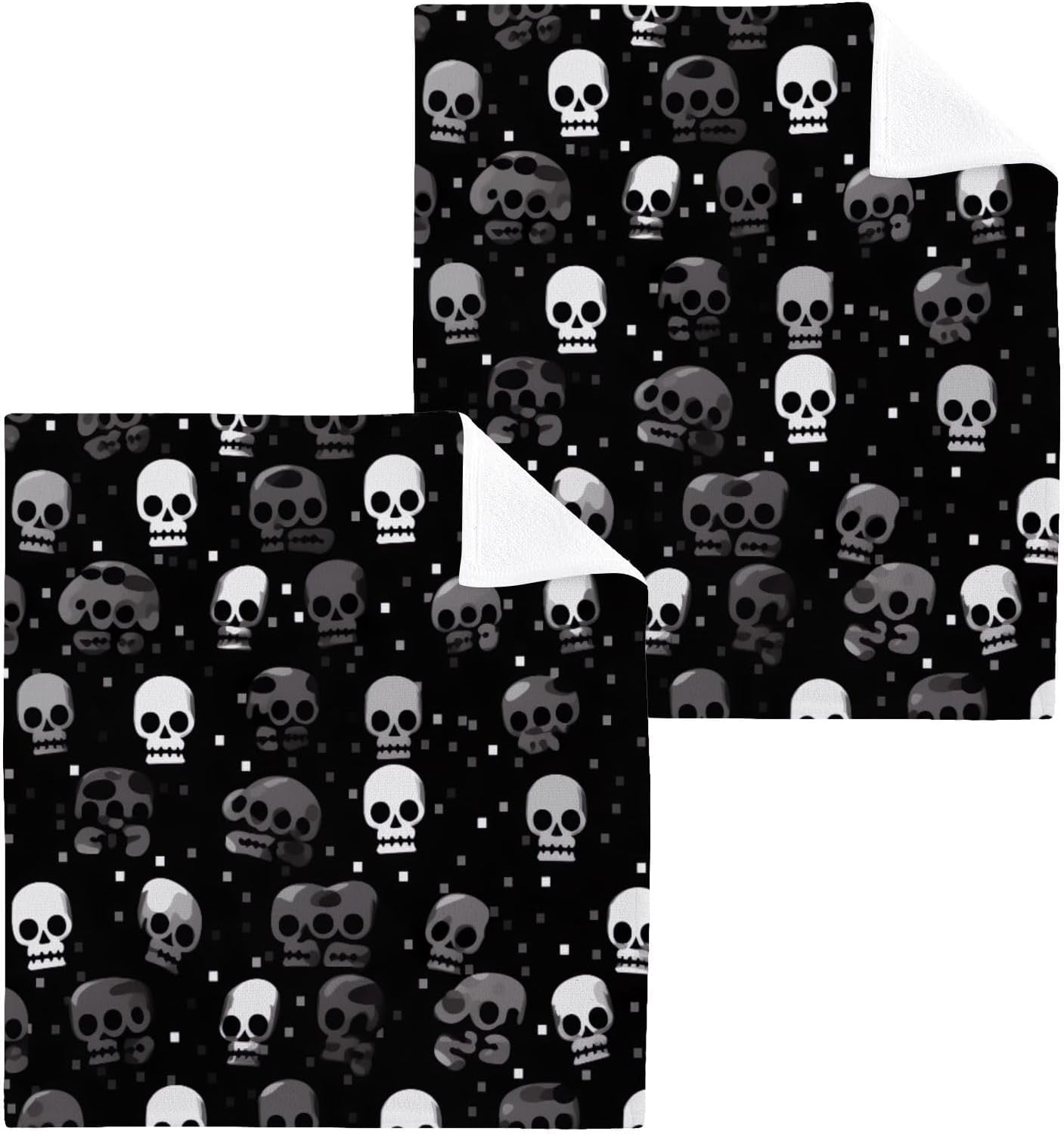 GZHJMY Skull Bones Cotton Washcloths Set of 4, 12"x12" Super Soft ...