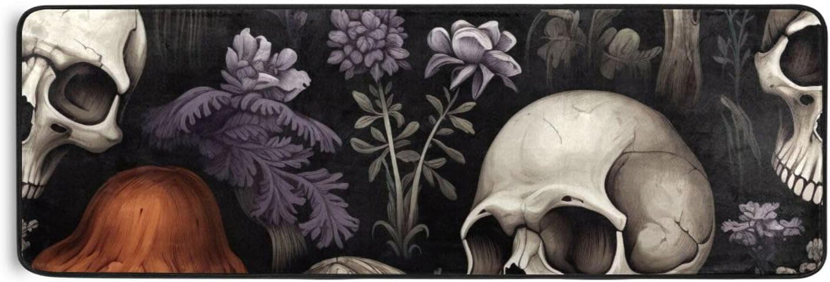 GZHJMY Skull and Mushrooms Area Rug - 2' x 6' Washable Runner Rugs with ...