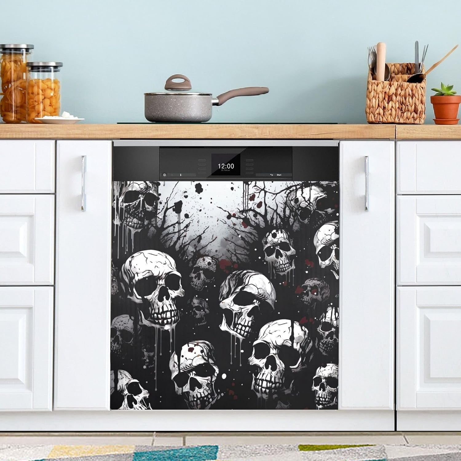 GZHJMY Skull Pattern Dishwasher Magnet Cover Dishwasher Front Door ...