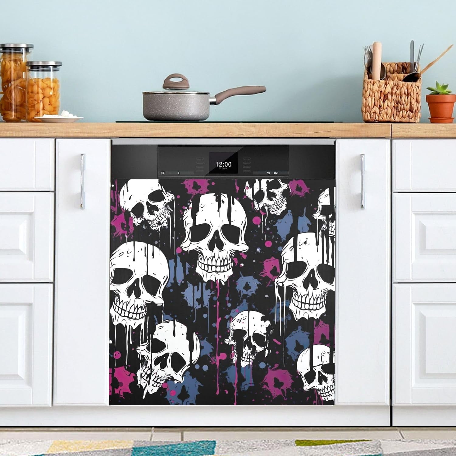 GZHJMY Skull Pattern Dishwasher Magnet Cover Dishwasher Front Door ...