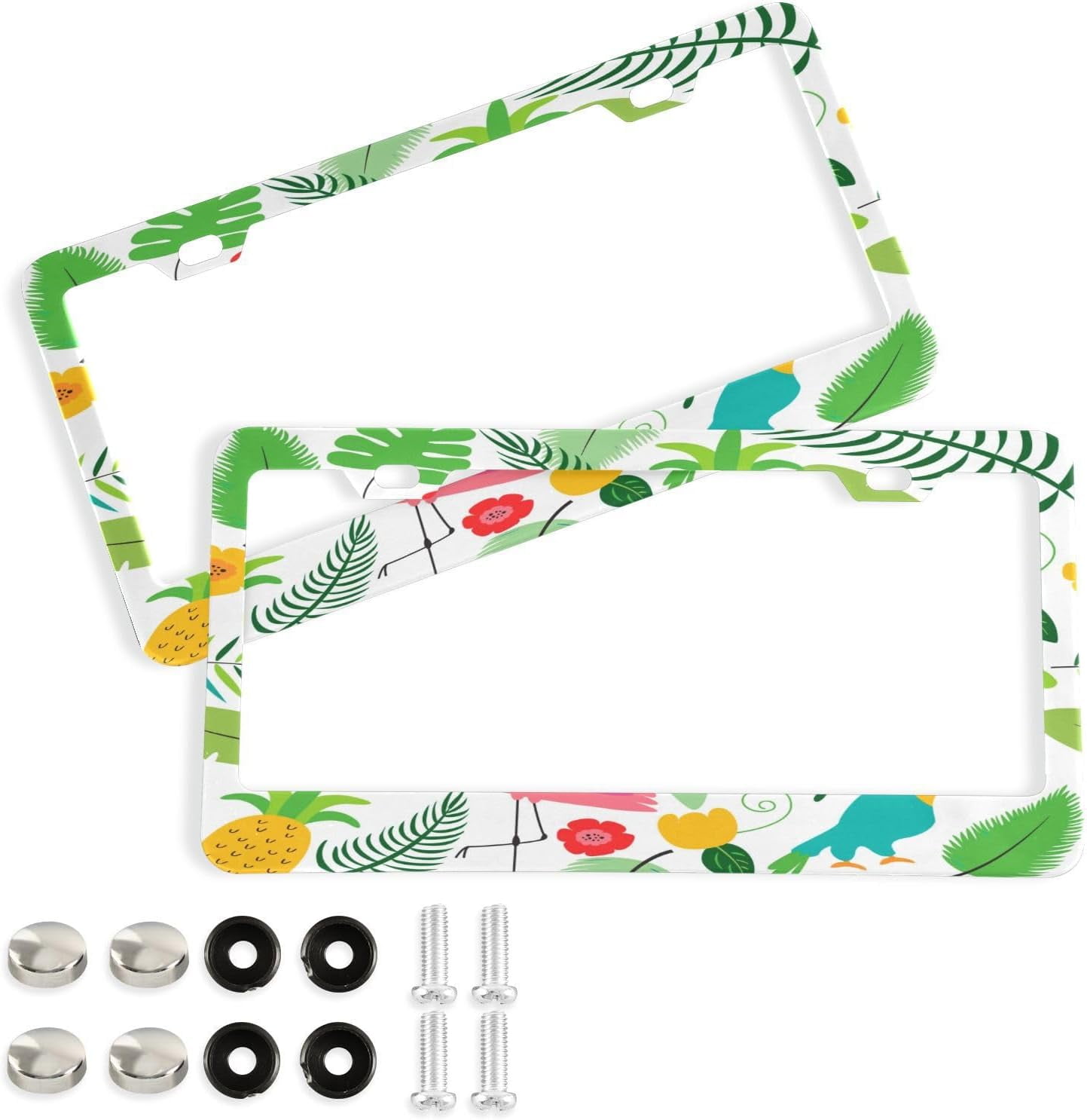 GZHJMY Sloth Pineapple Flamingo License Plate Frames Set of 2 ...