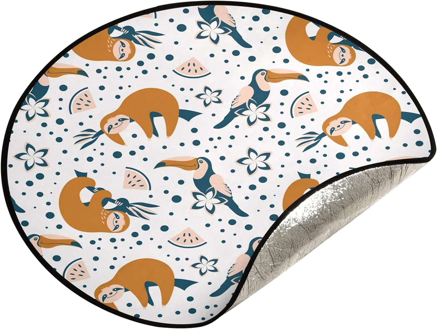 GZHJMY Sloths Christmas Tree Mat, Round Christmas Tree Stand Mat ...