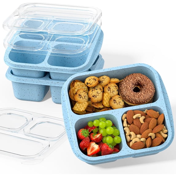 GZHJMY Snack Boxes (3 Pack) Stackable Bento Boxes with 3 Compartments ...
